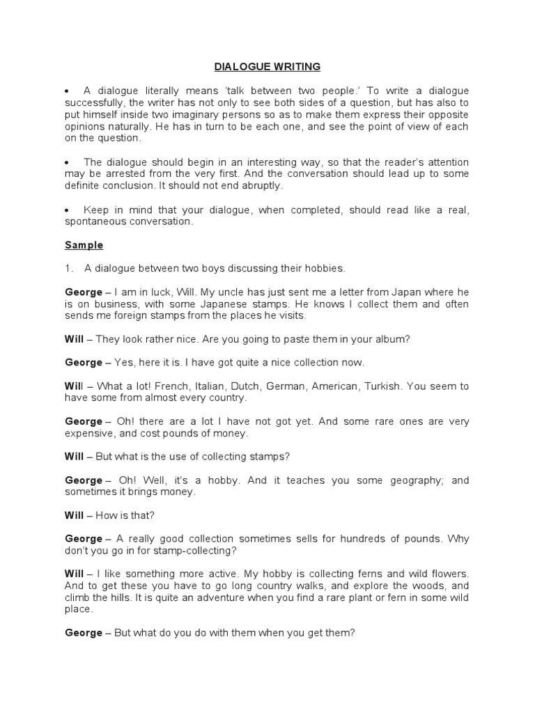 Dialogue Writing | PDF | Dialogue