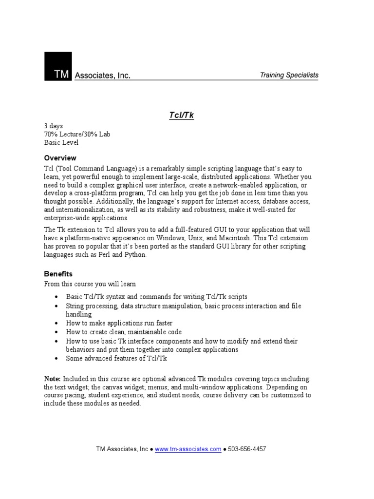 Tcl Tk Pdf Scripting Language Graphical User Interfaces 3347