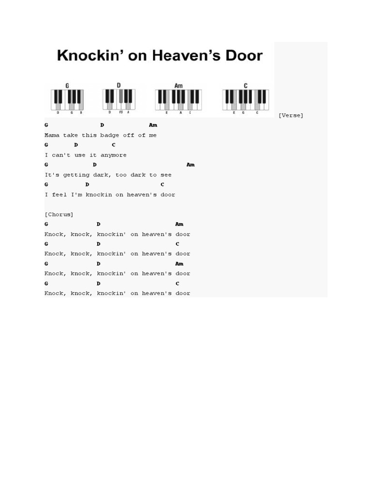 Knocking On Heavens Door (Chords - Noten) | PDF