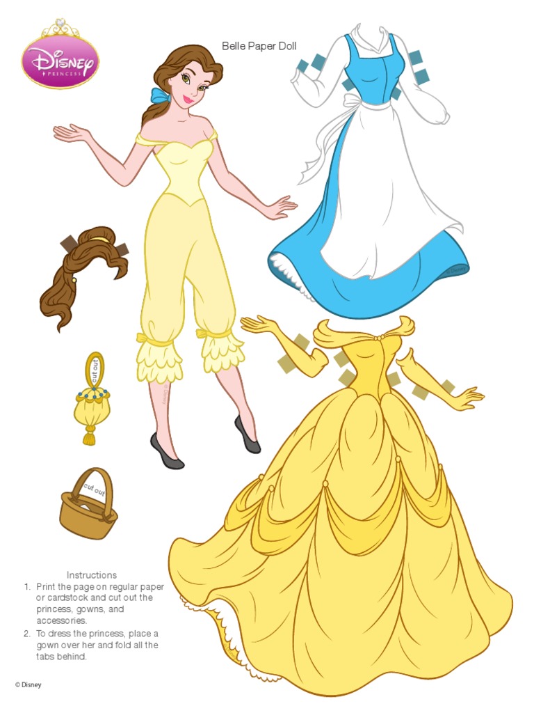 Princess Belle Paper Doll Printable 0511 FDCOM | PDF