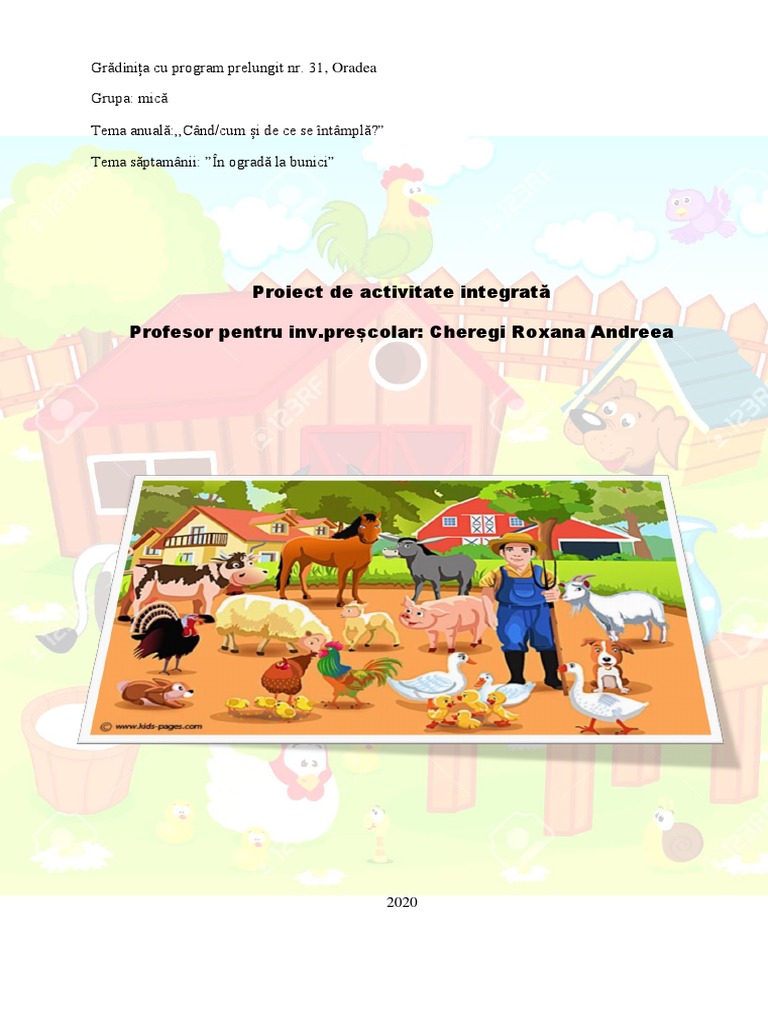 Proiect Didactic: "In Ograda La Bunici"-Autor Cheregi Roxana | PDF
