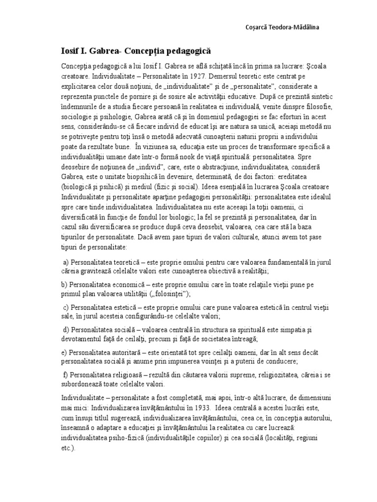 Iosif I. Gabrea Conspect CoșarcăMădălina | PDF