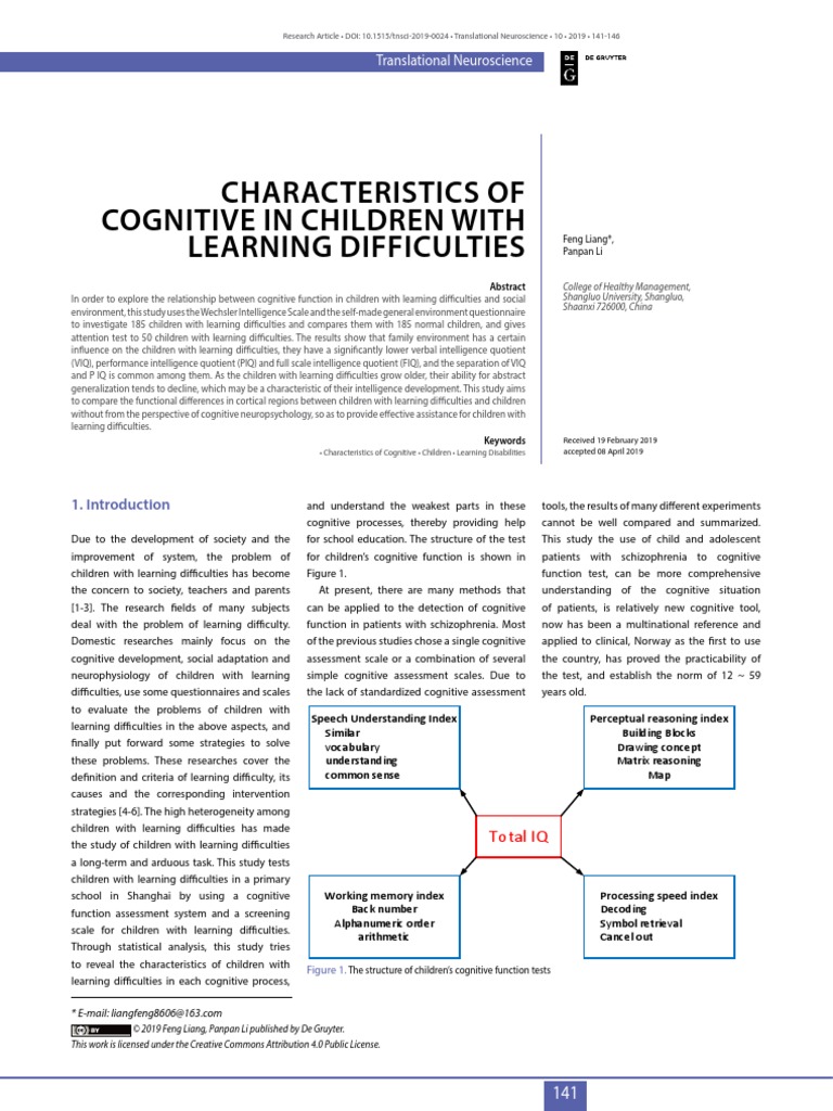 Characteristics of Cognitive in Children With Lear | PDF | Intellectual ...