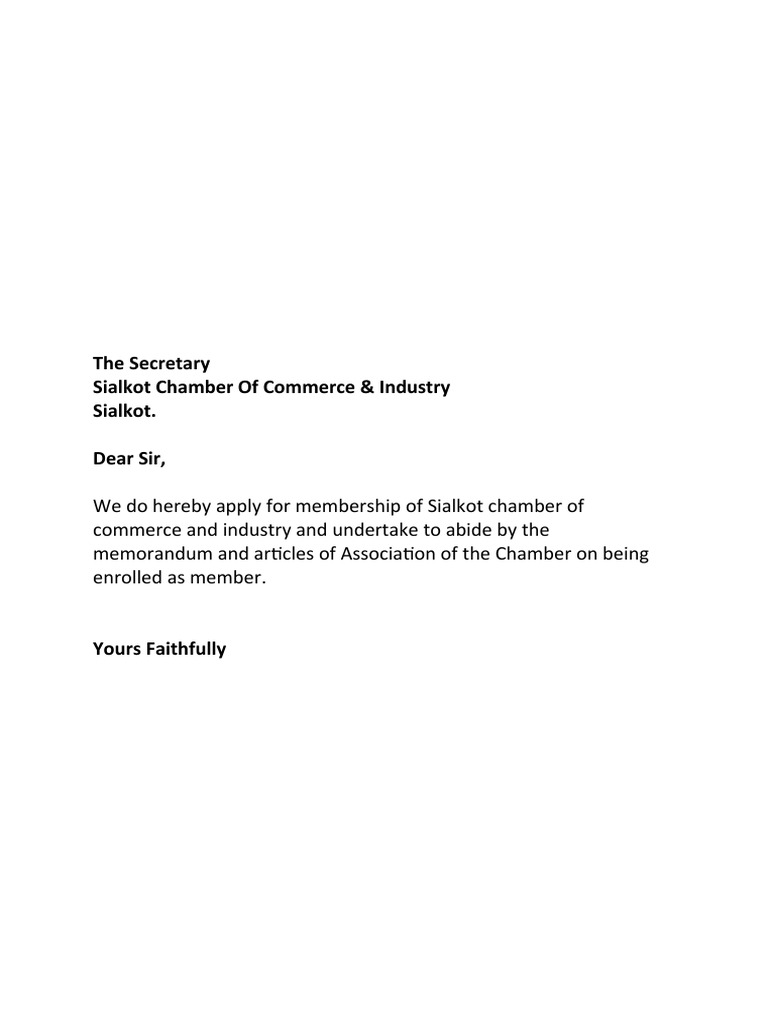 Request Letter For Chamber | PDF