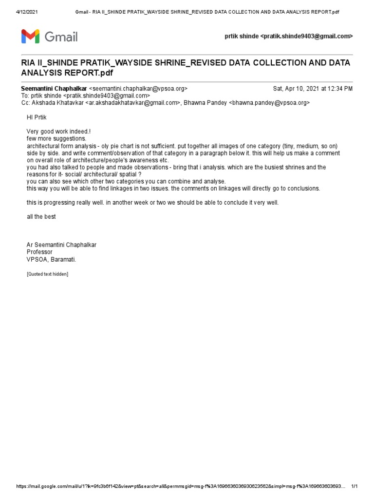 Gmail - RIA II - SHINDE PRATIK - WAYSIDE SHRINE - REVISED DATA ...