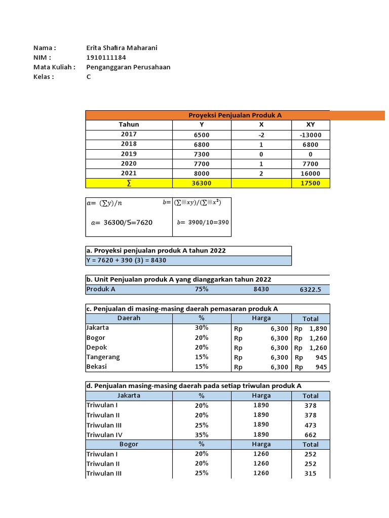 Contoh Anggaran Penjualan | PDF