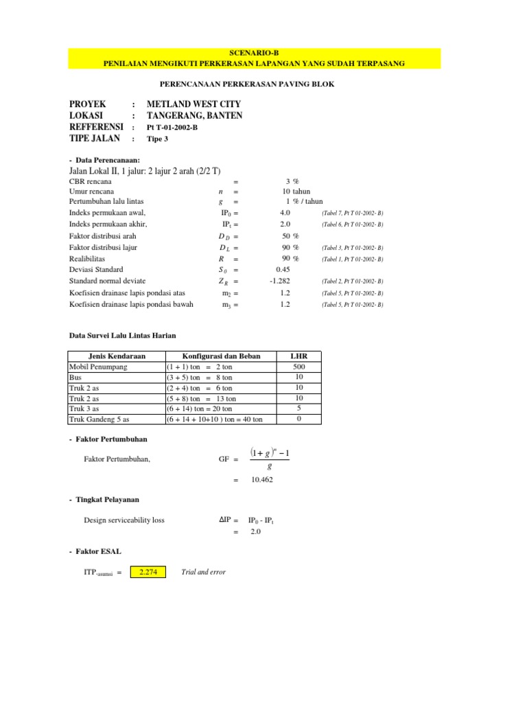 Perhitungan Tebal Perkerasan - Skenario-B | PDF