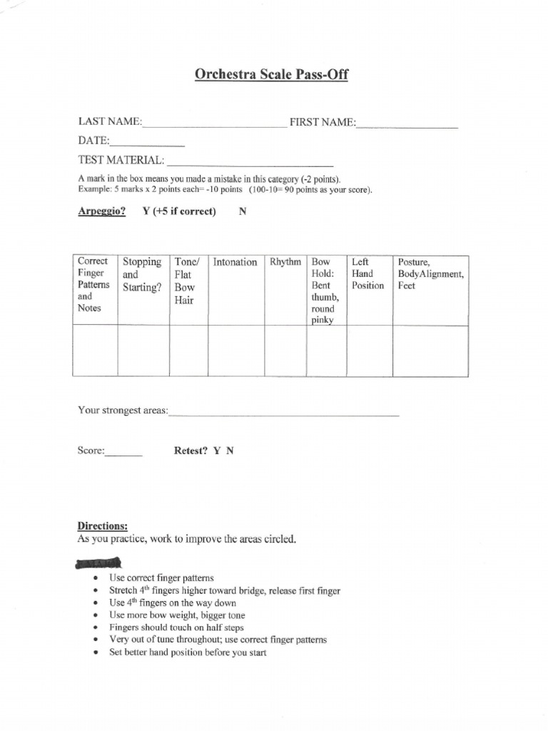 Scale Pass Off Sheet | PDF