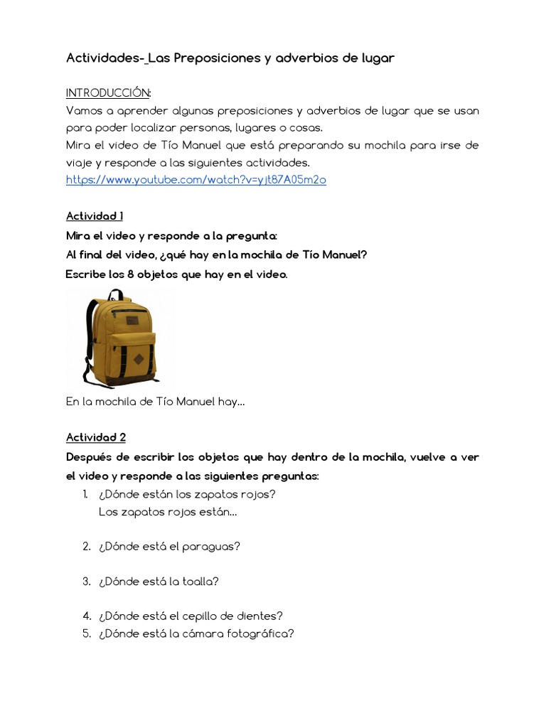 3.las Preposiciones y Adverbios de Lugar | PDF