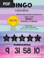 BINGO MATEMÁTICO, Sumas y Restas | PDF