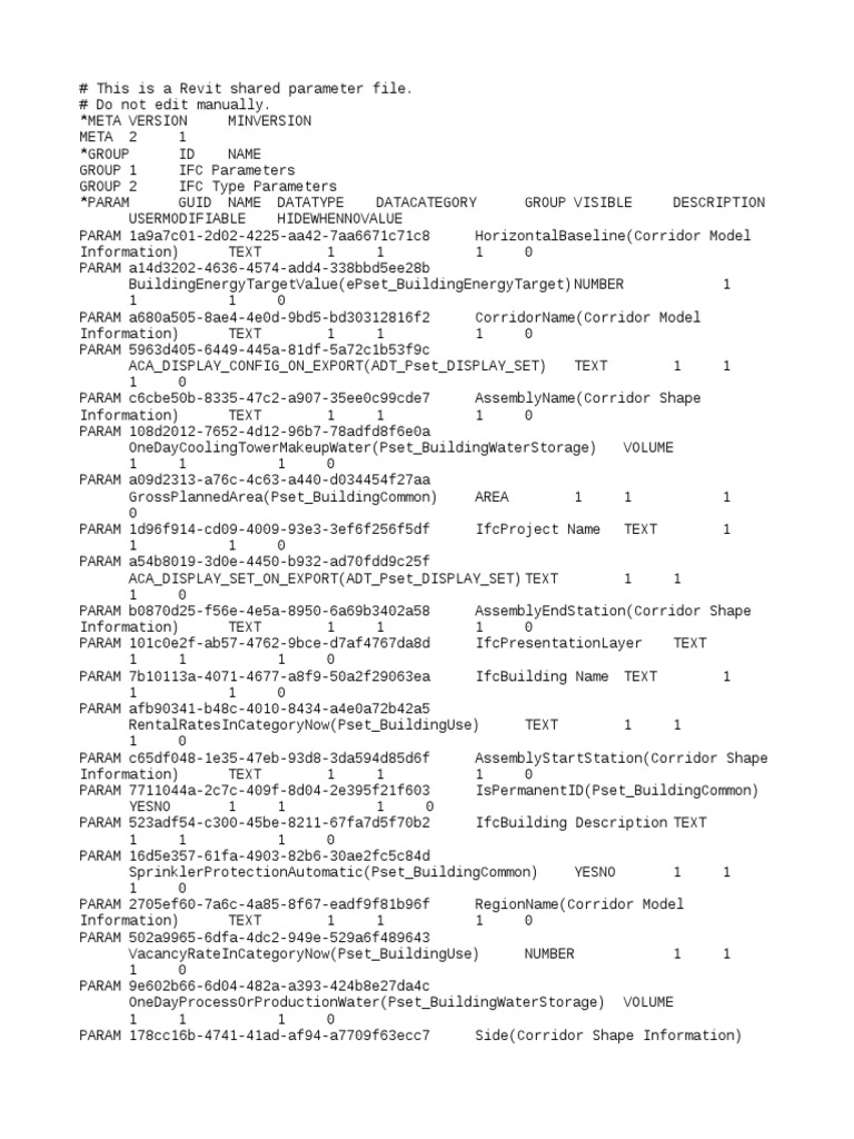 CI20001EPCPPD02 - Export20210302 - CorridorVias 4.ifc - Sharedparameters | PDF | Computing ...
