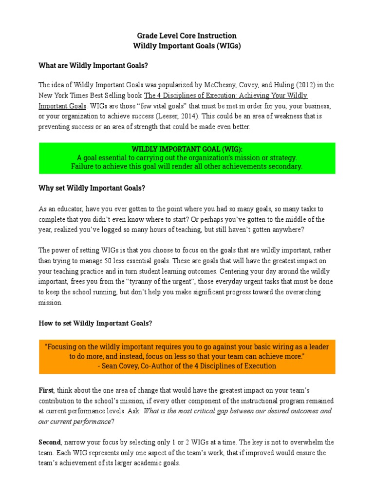 Wildly Important Goals S1a | PDF | Goal | Human Nature