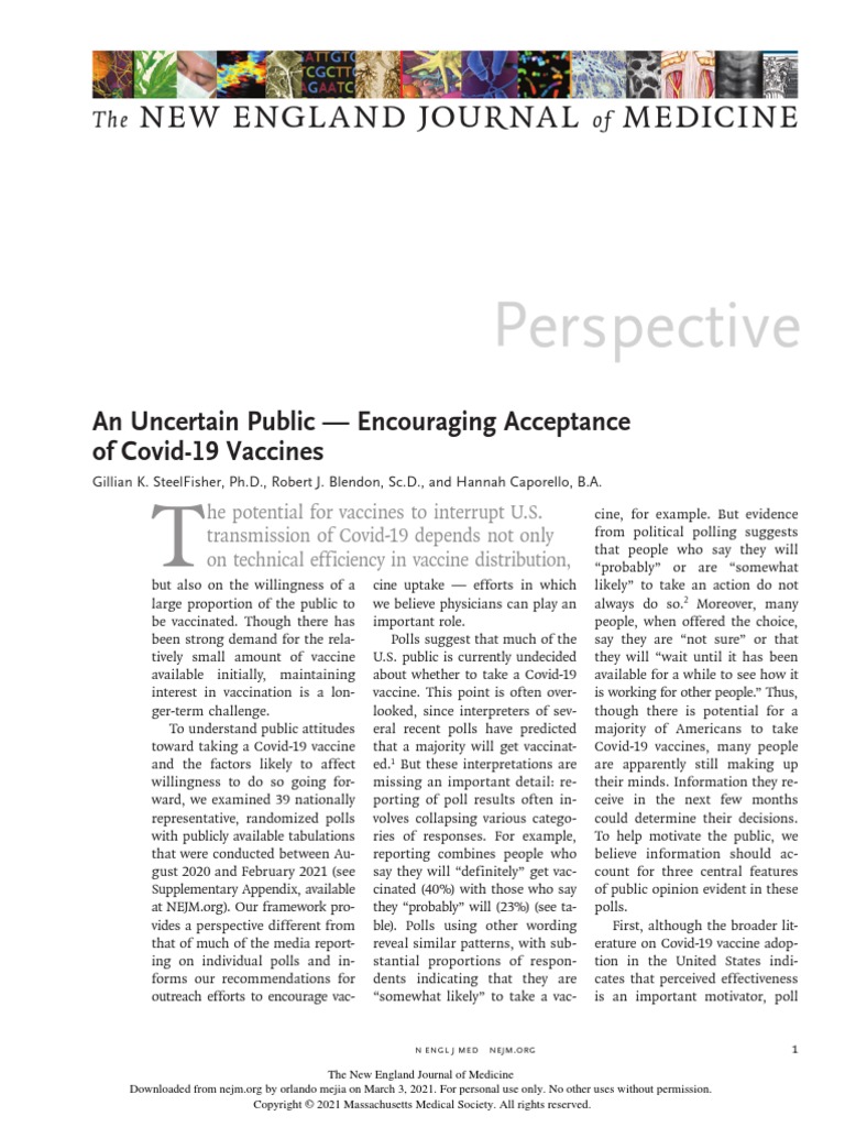An Uncertain Public - Encouraging Acceptance of Covid-19 Vaccines ...