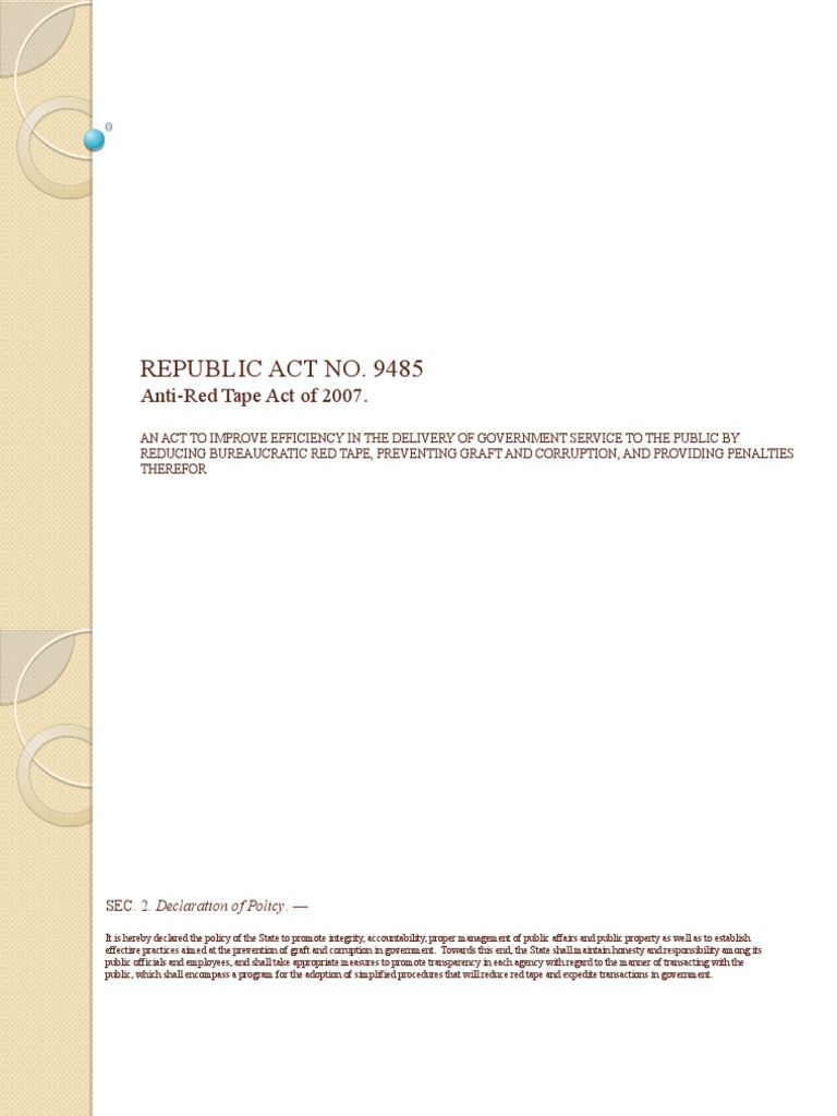RA 9485 Anti Red Tape | Download Free PDF | U.S. Securities And ...