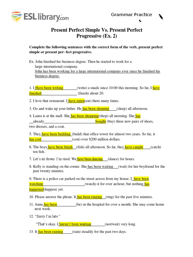 Present Perfect Simple Vs | PDF