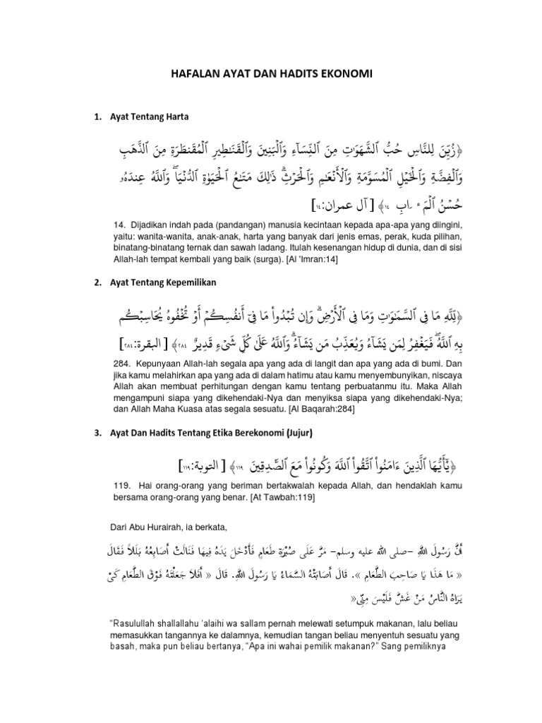 Hafalan Ayat Dan Hadits Ekonomi | PDF