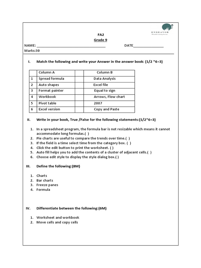 9th Grade | PDF | Microsoft Excel | Application Software