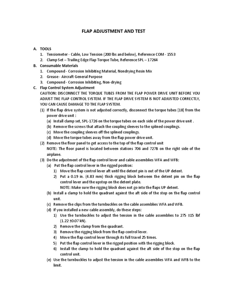 Flap Adjustment and Test | PDF | Flap (Aeronautics) | Screw