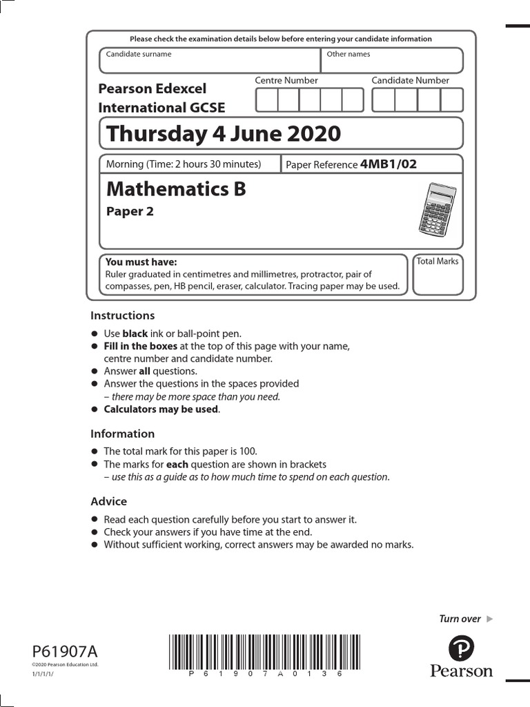 June 2020 Mathematics B Question Paper 2 | PDF | Teaching Mathematics ...
