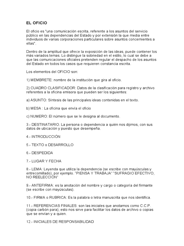 Estructura y Ejemplos de Oficios y Memorándums | PDF
