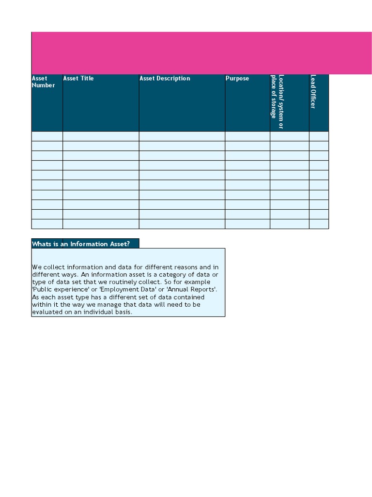 Information Asset Register Template - 0 | PDF | Employment | Consent