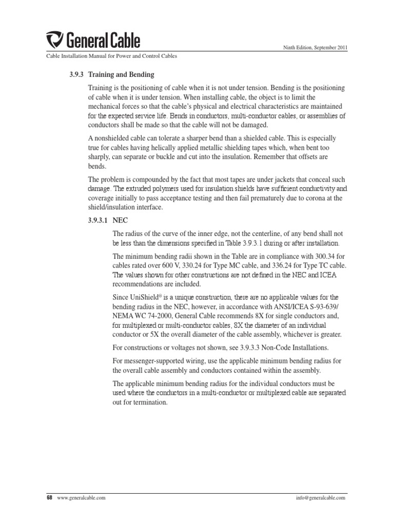 Cable Installation Manual General Cable | PDF | Physical Quantities ...