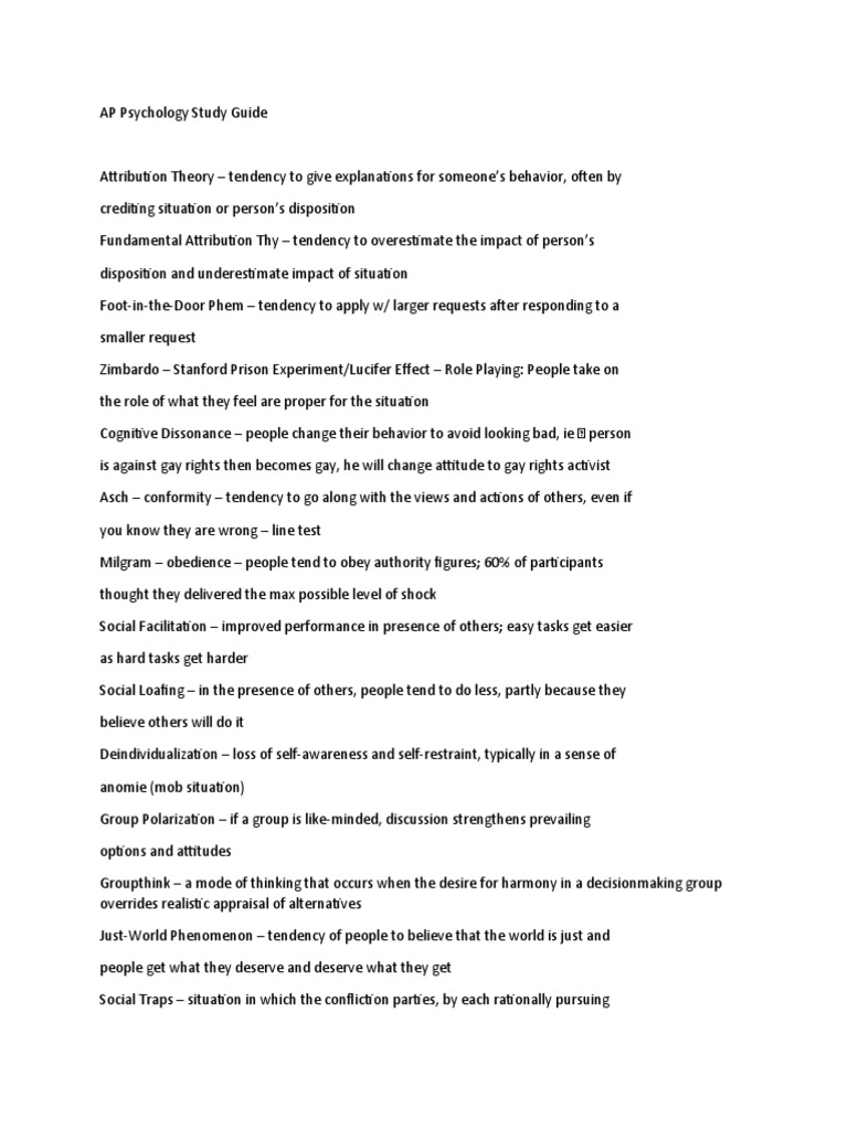 AP Psychology Study Guide | PDF | Id | Neuron