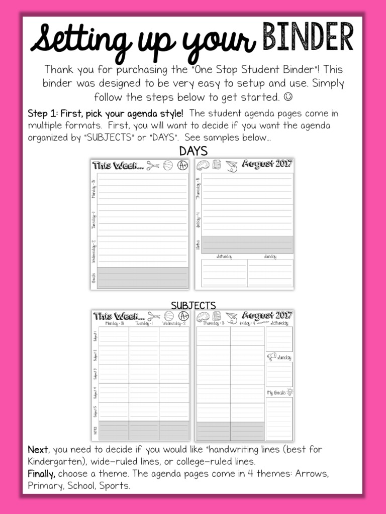Binder Setup Instructions for Students | PDF