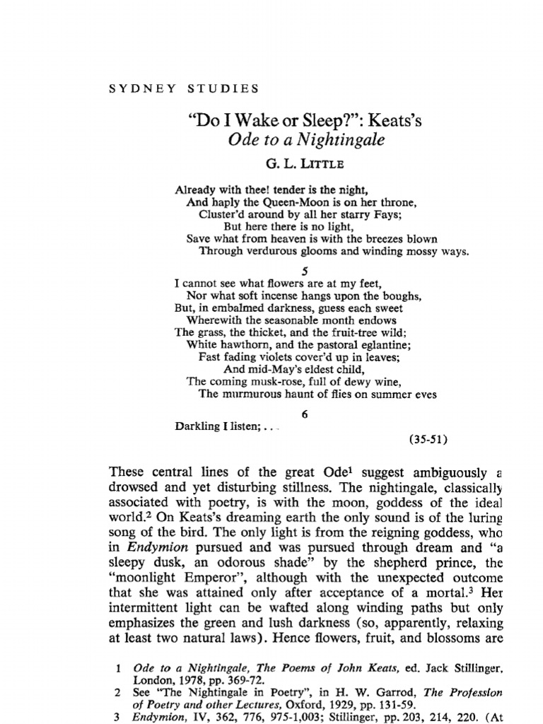 Analyzing Keats's Ode to a Nightingale | PDF | John Keats | Poetry