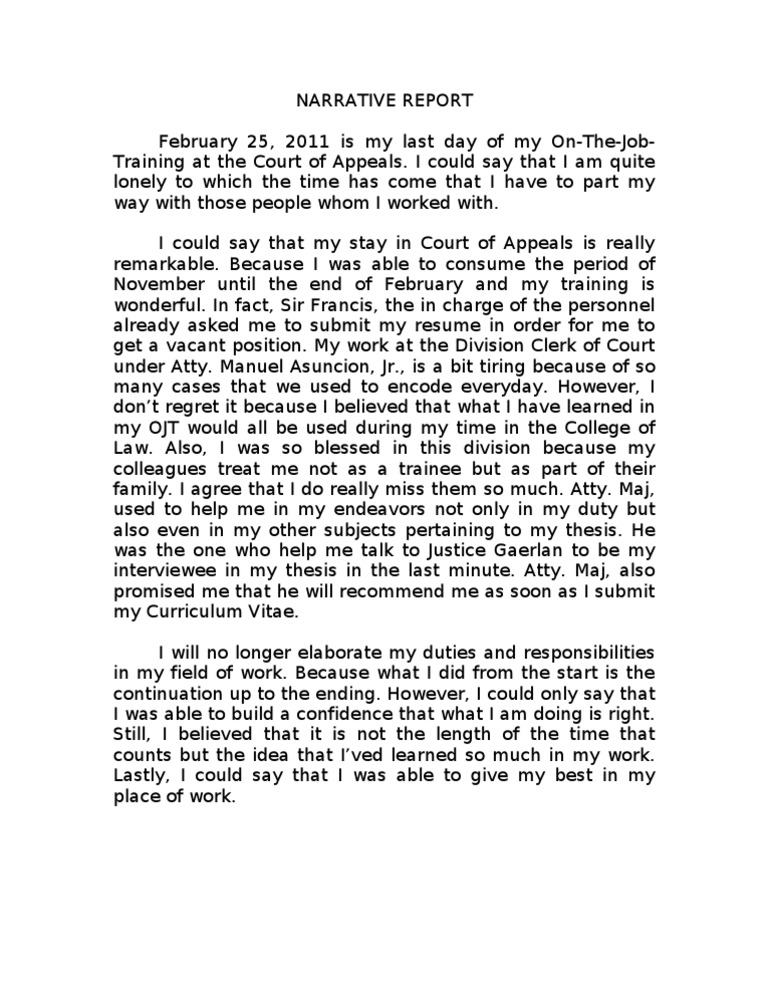 Narrative Report | PDF