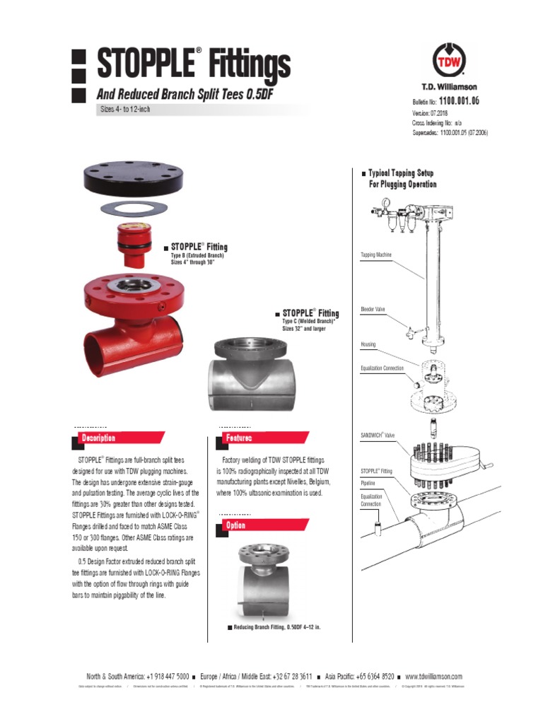 Stopple Fittings: and Reduced Branch Split Tees 0.5DF | PDF | Gas ...