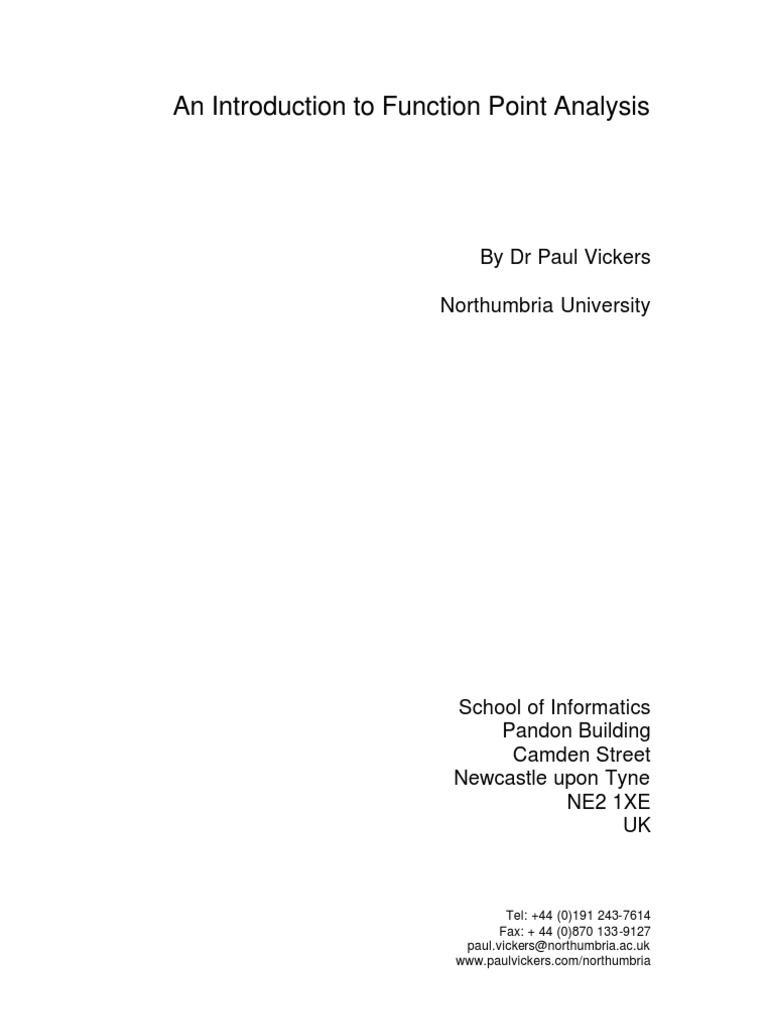 An Introduction To Function Point Analysis | PDF