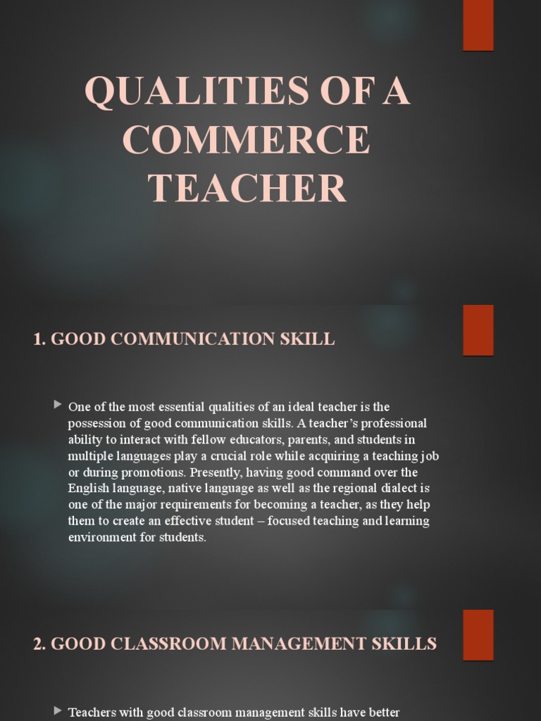 Essential Qualities of a Commerce Teacher | PDF | Classroom Management ...