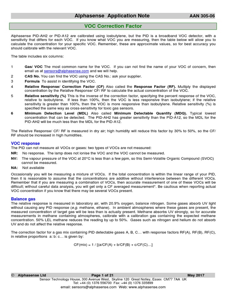 VOC Correction Factor | PDF | Volatile Organic Compound | Functional Group