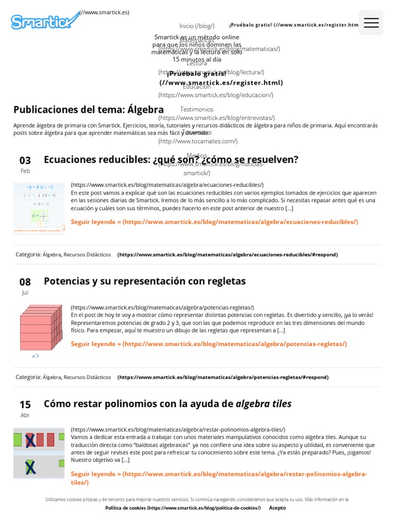 Álgebra para Niños de Primaria - Smartick | PDF | Álgebra | Multiplicación