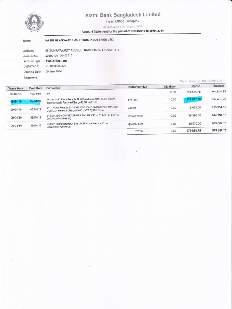 Bank Statment | PDF | Banking | Financial Services