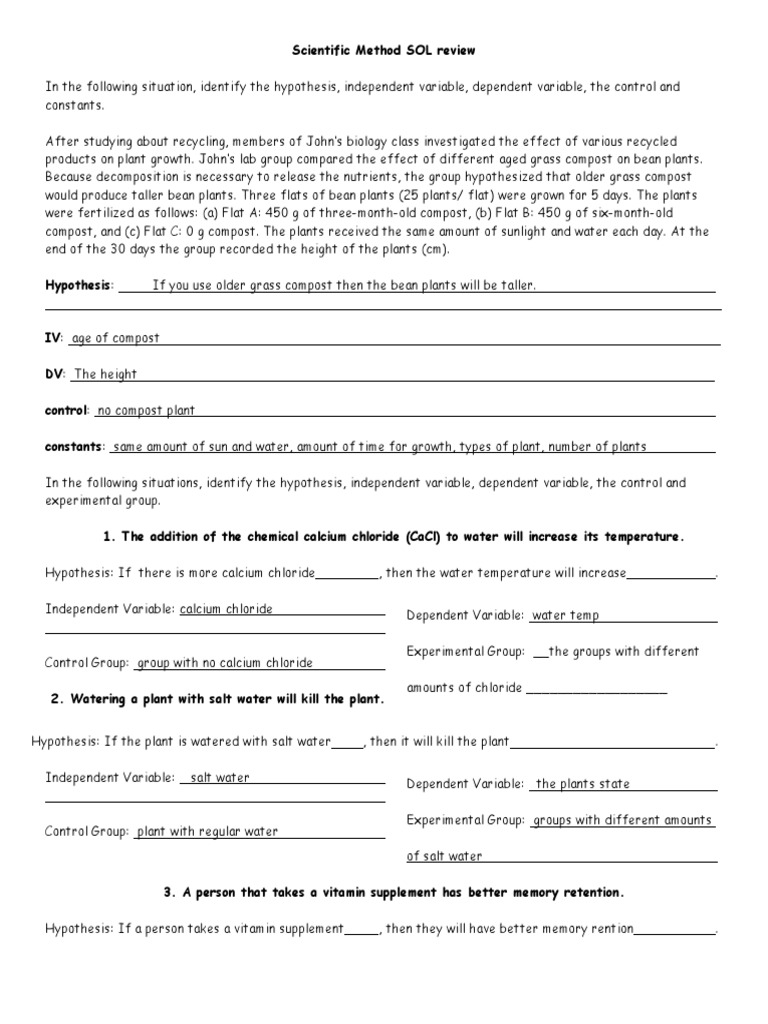 Scientific Method SOL Review | PDF | Compost | Experiment