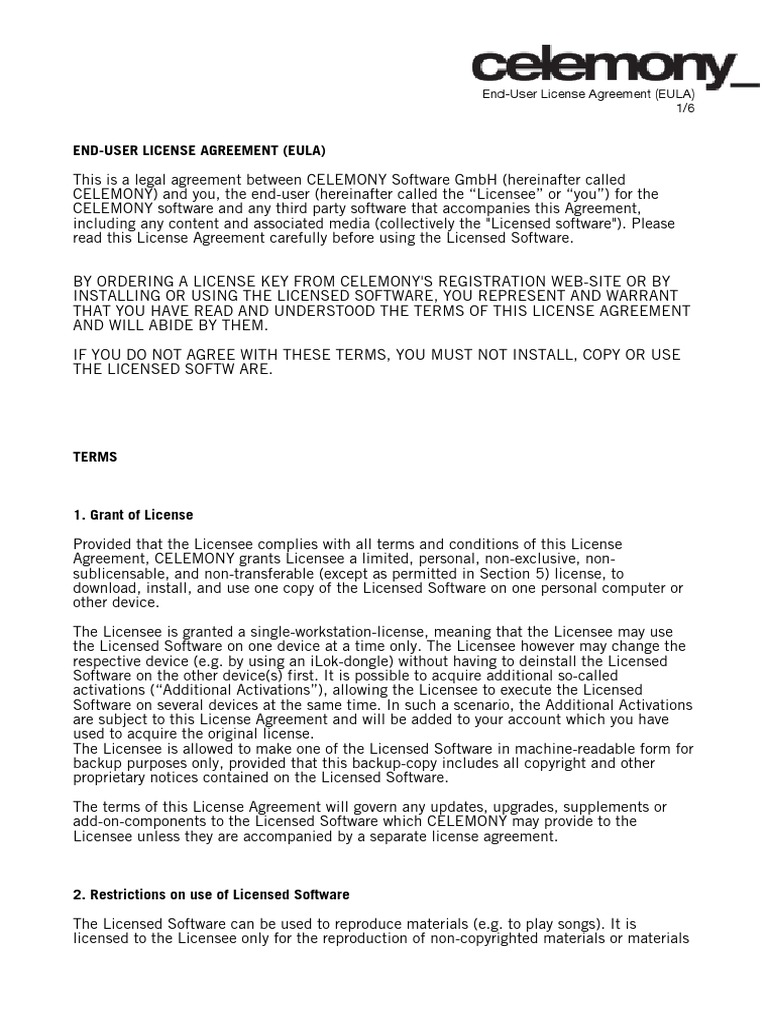 End-User License Agreement (EULA) / 1 6 | PDF | License | Arbitration