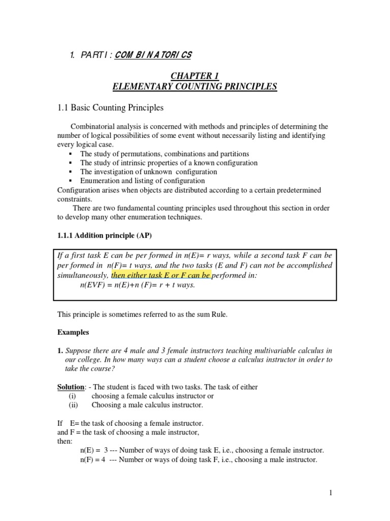 Combinatorial Counting Principles | PDF | Combinatorics | Permutation