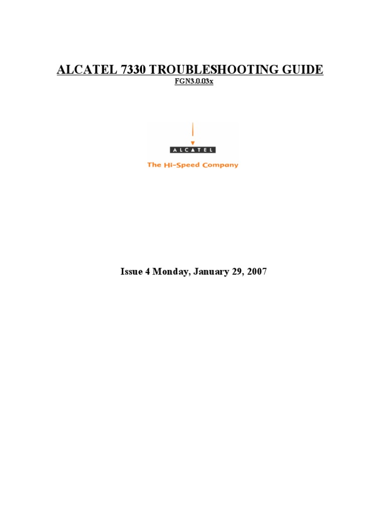 Alcatel 7330 Troubleshooting Guide | PDF | Networks | Computer Science