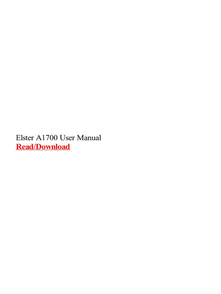 Elster A1700 User Manual: Read/Download | PDF | Computing | Software