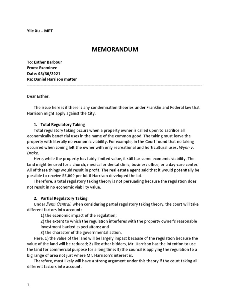 Yile Xu - MPT - in Re Harrison | PDF | Justice | Crime & Violence