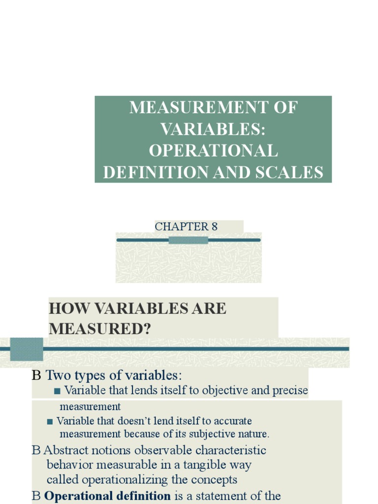 Measurement of Variables: Operational Definition and Scales | PDF ...