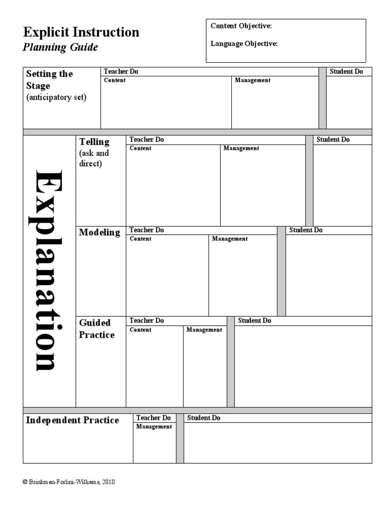 Explicit Instruction Planning Guide | PDF