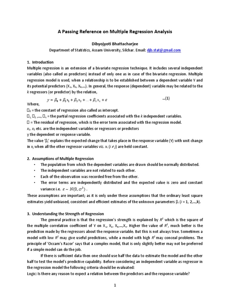 Passing Reference Multiple Regression | PDF | Errors And Residuals | Coefficient Of Determination