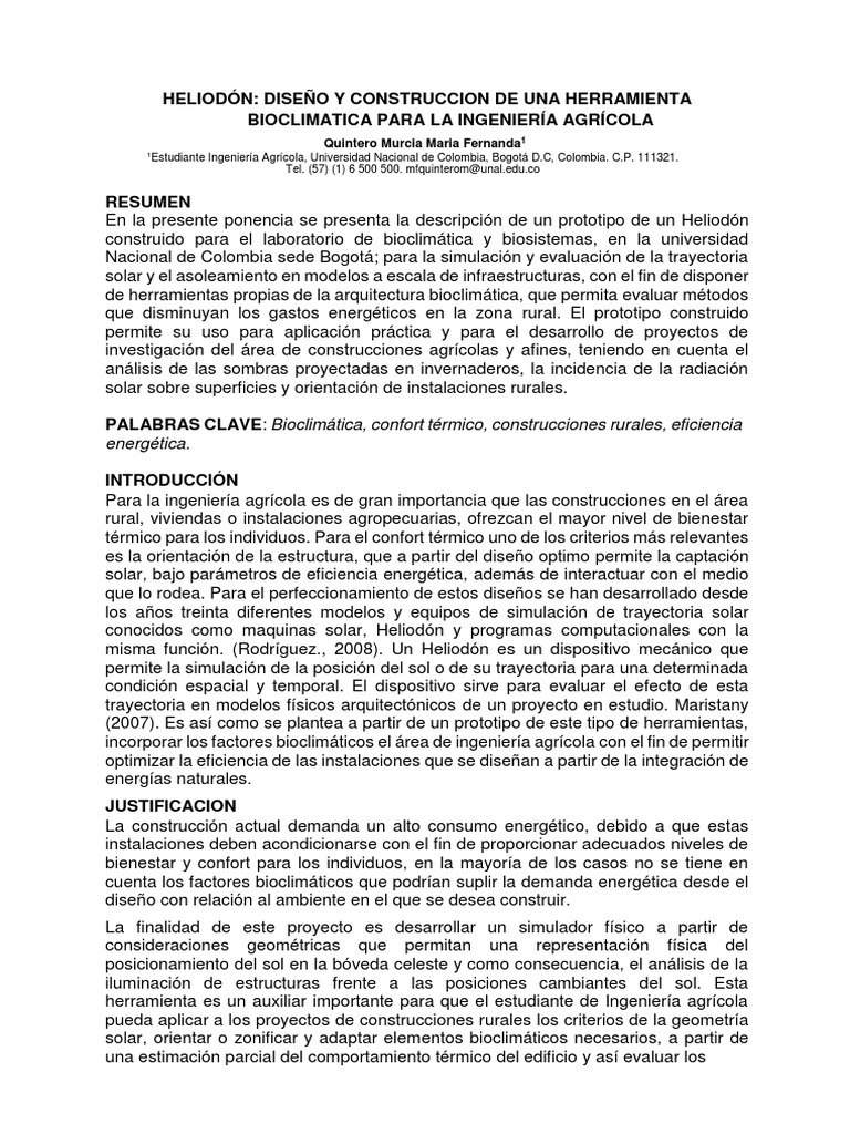Heliodon Diseno y Construccion de Una He | PDF | Ingeniería | Simulación