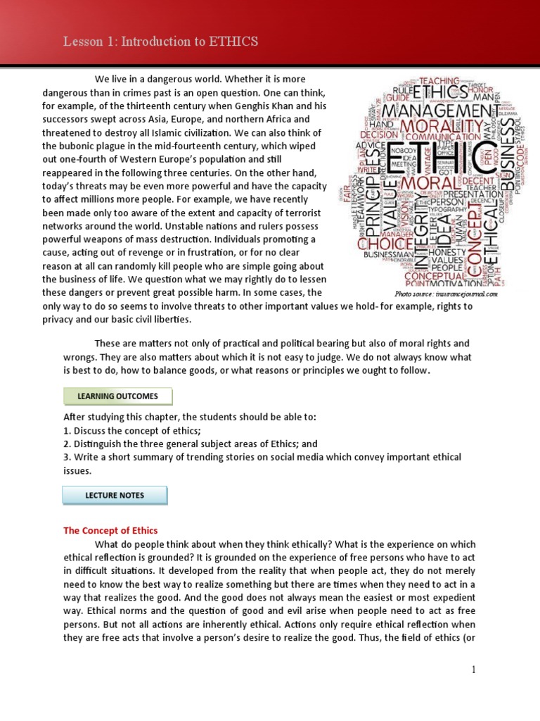 Lesson 1: Introduction To ETHICS: The Concept of Ethics | PDF | Rights ...