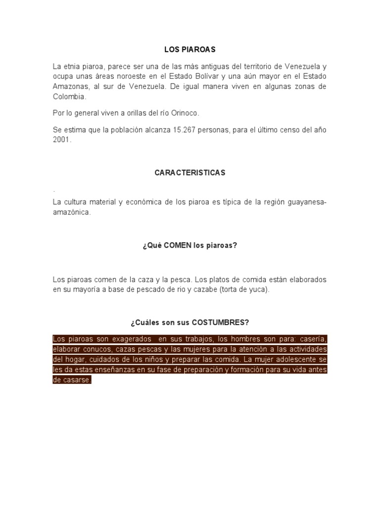 Los Piaroas | PDF | Pueblos Indígenas de las Américas | Gente indígena
