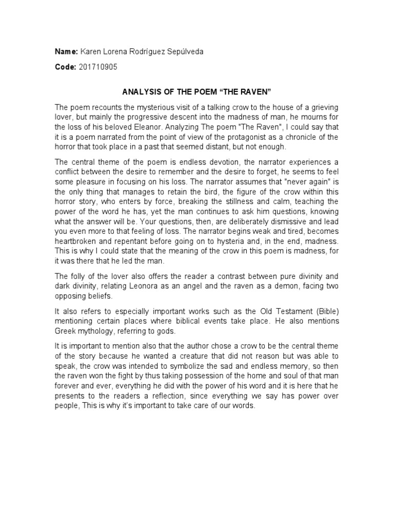 Analysis of The Poem The Raven | PDF