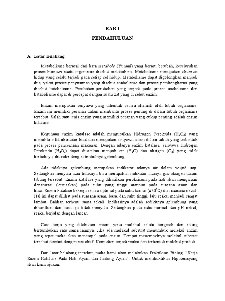 Kerja Enzim KATALASE | PDF